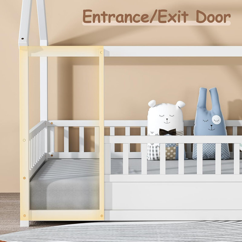 Twin floor bed frame with rails store